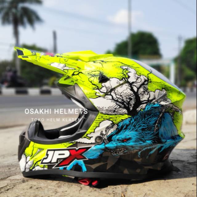 Jual Fox1 JPX X14 Yellow Wolf Serigala Kuning Glossy Double Dring, Helm ...