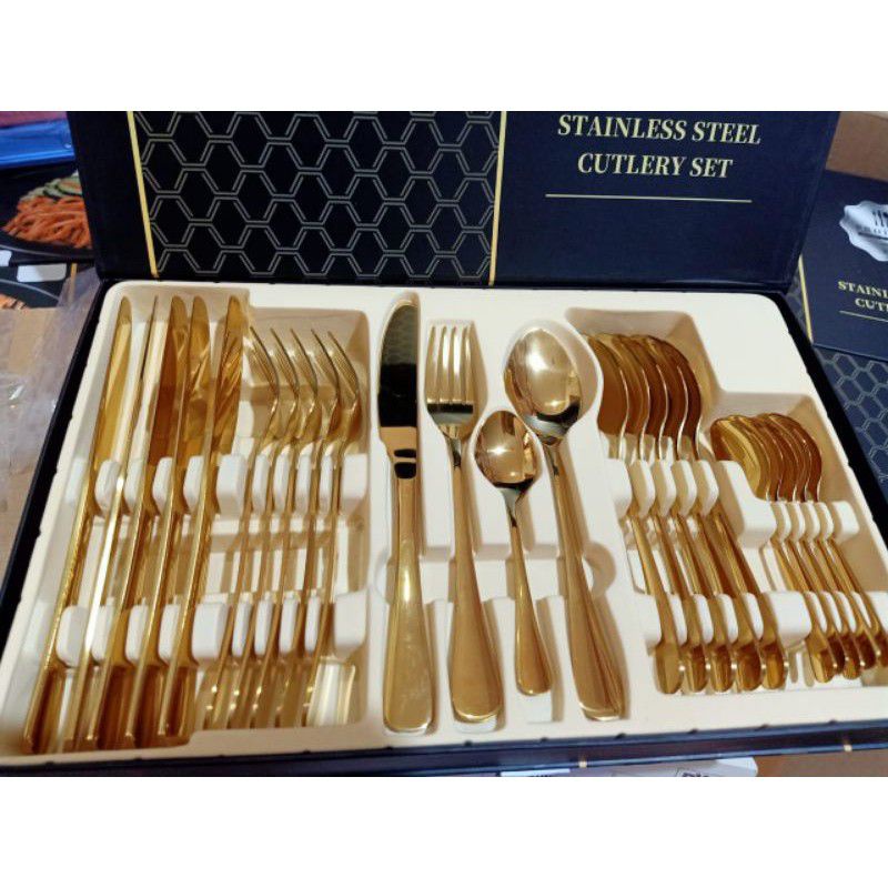 Jual SENDOK SULTAN SET / CUTLERY SET / SENDOK GOLD / STAINLESS STEEL ...