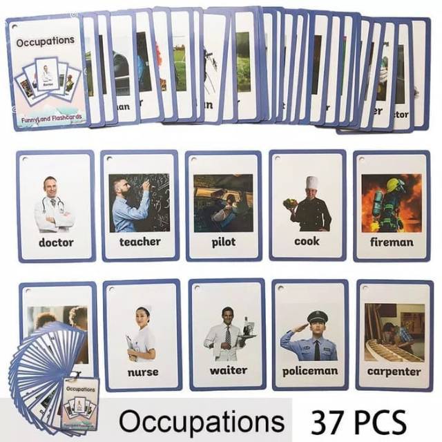 Jual Kartu flash cards pengenalan pekerjaan /profesi/okupasi bahasa ...