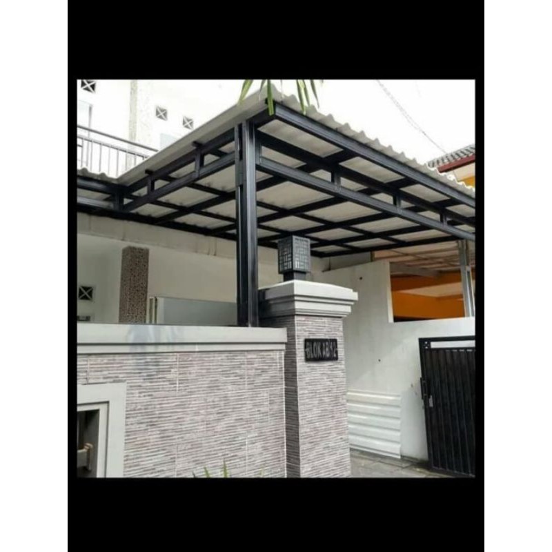 Jual Kanopi Baja Ringan Atap Alderon Double Layar dan Cat Terpasang ...