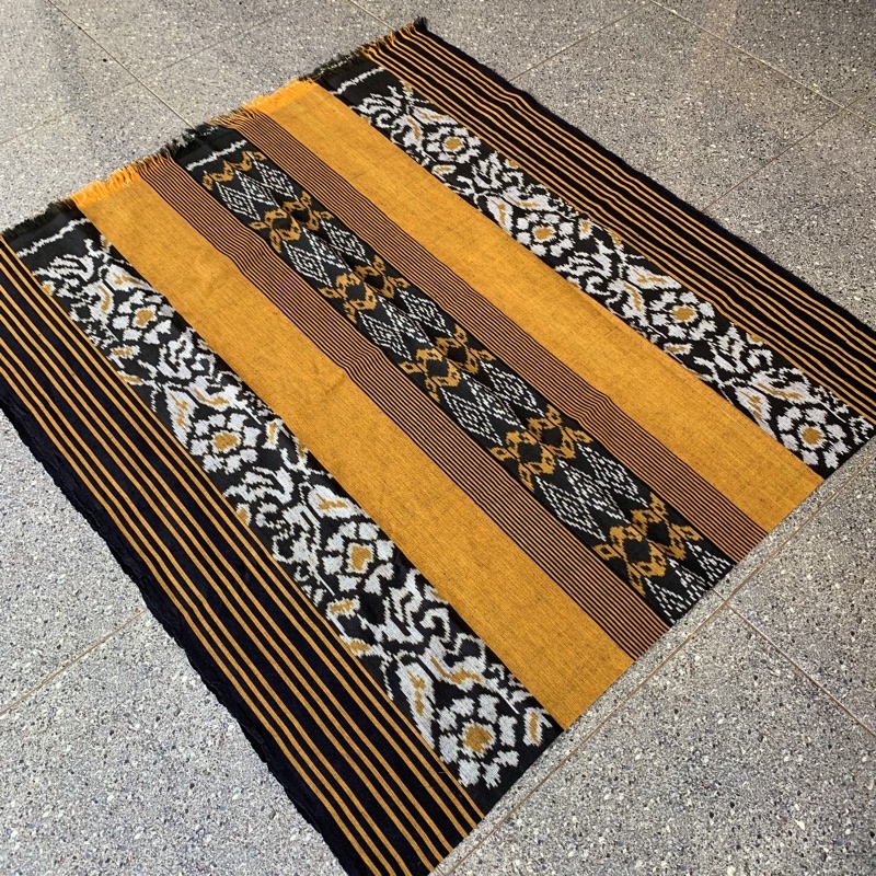 Jual kain batik tenun blanket motif bunga salur kuning original ...