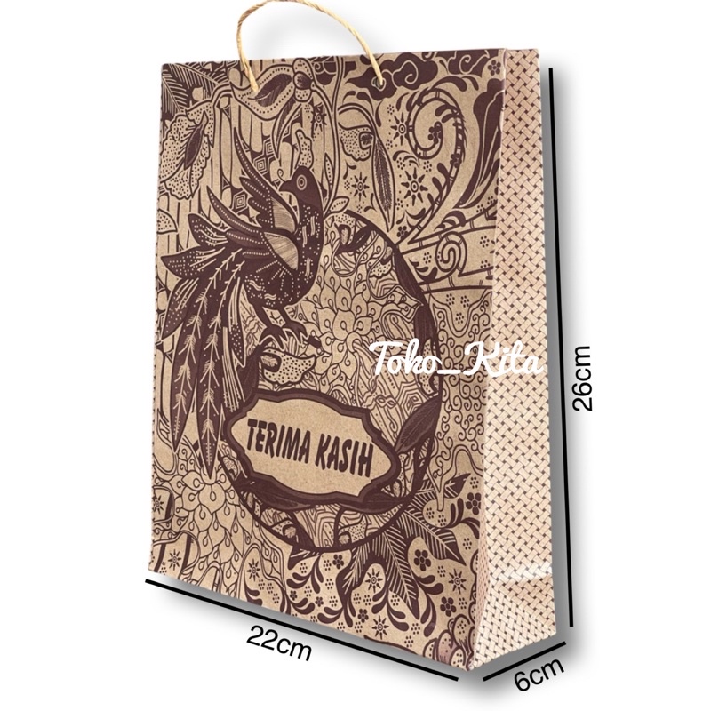 Jual Paper Bag Batik Kraft Ukuran 22x6x26 Tas Kertas kraf 125gsm ...