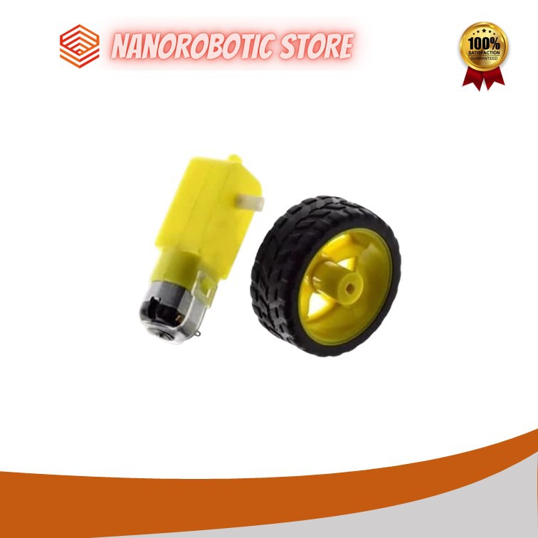 Jual Motor DC Gearbox Kuning Dan Roda Smart Car Robot Wheel | Shopee ...