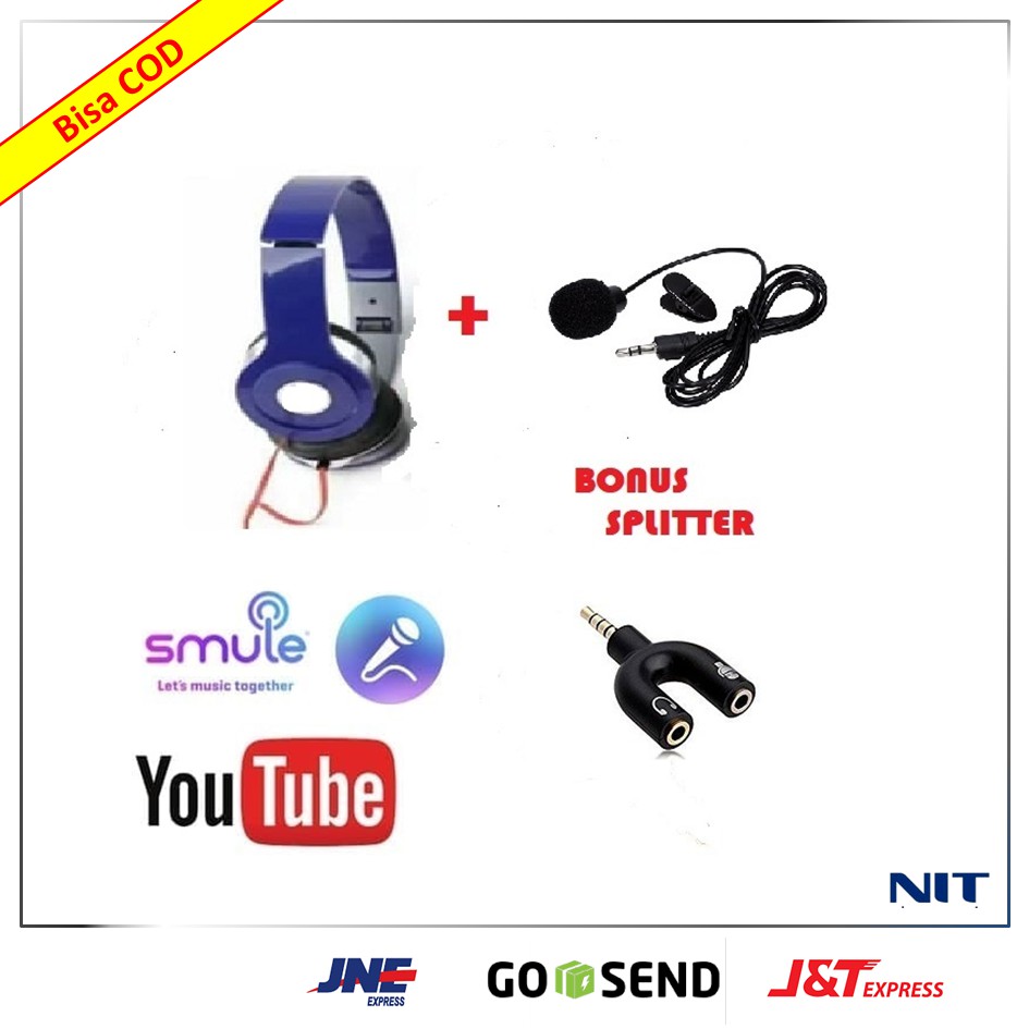 Paket Headphone Mic Clip on Splitter Karaoke Smule Vlog Youtuber ...