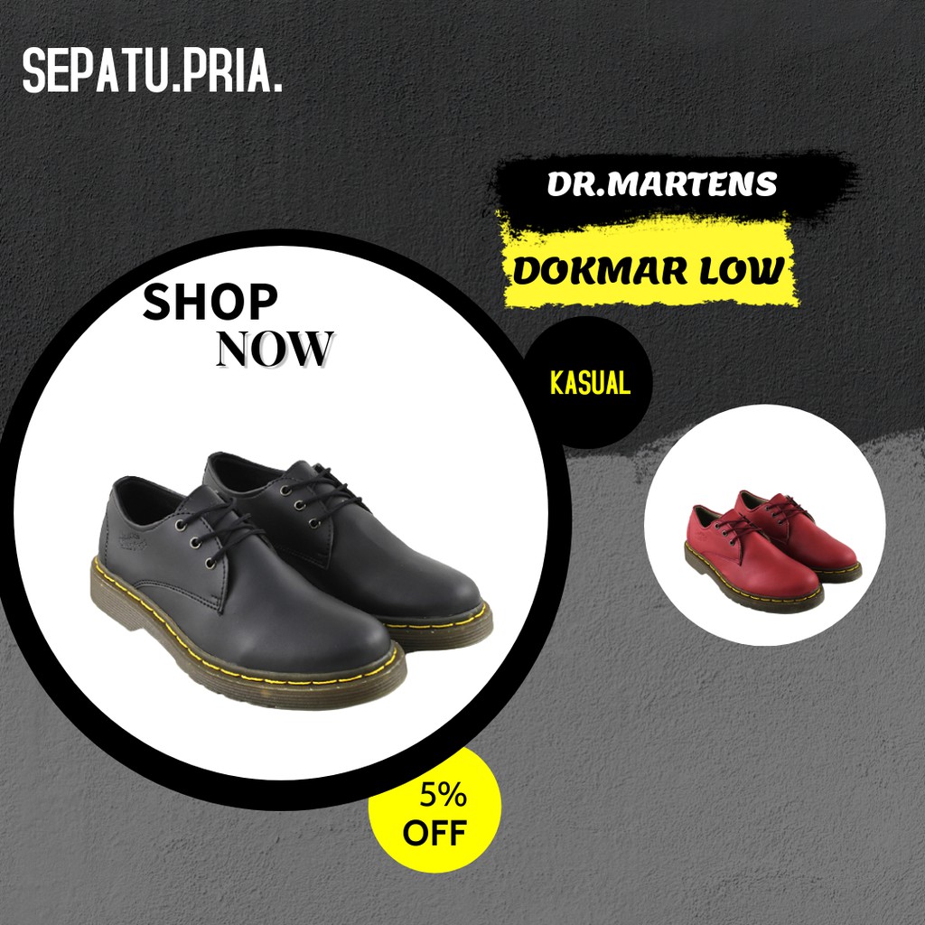 Jual Sepatu Dr.Martens Low Boots Pria Sepatu Docmart Dokmart Hitam ...
