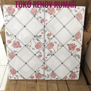 Jual keramik dinding motif bunga pink 25x50 (timbul,mengkilap) KW1 ...