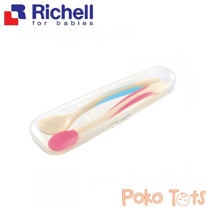 Jual Richell Baby Feeding Spoon Set Soft and Hard With Case Sendok Bayi ...