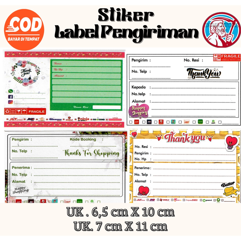 Jual Stiker Label Pengiriman / Stiker Alamat / Sticker Pengiriman Paket ...