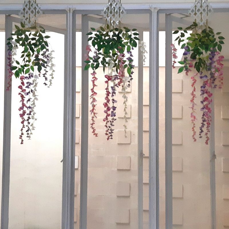 Jual Daun Bunga Juntai Wisteria Tanaman Hias Plastik Artificial ...