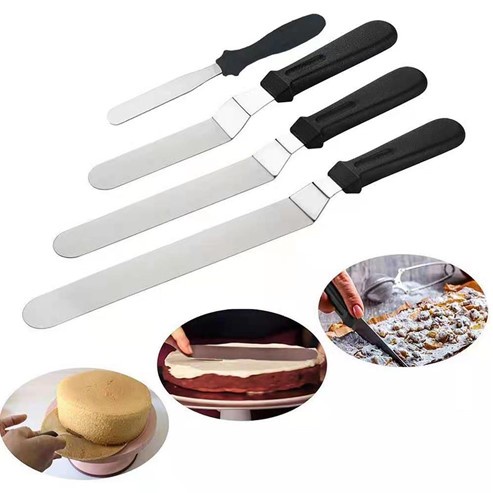 Jual Pisau Spatula Cream Kue Bengkok Gagang Hitam Scraper Oles Butter ...