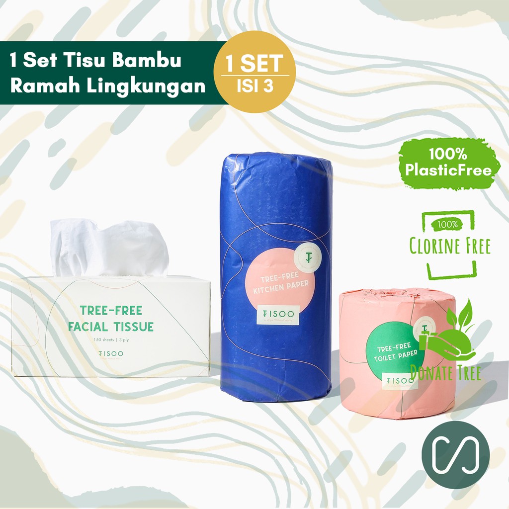 Jual Tisoo- Bundle Tisu Tree-Free (Bamboo) Tisu Dapur-Toilet-Wajah ...