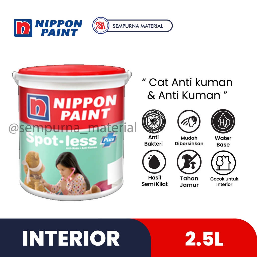Jual Cat Interior Nippon Paint Spot-Less Plus 2,5 Liter - Putih ...