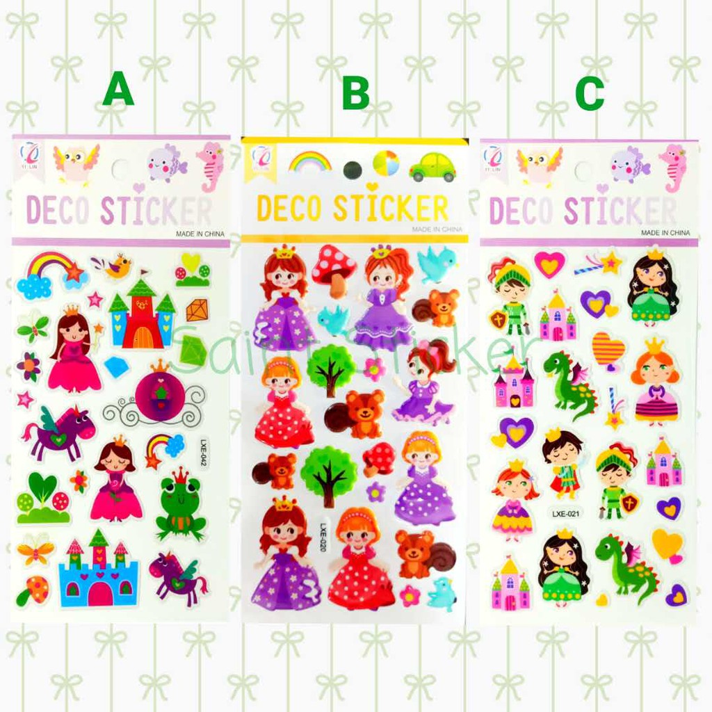 Jual Gambar Tempel Sticker Timbul Stiker Anak Karakter Princess Castle ...