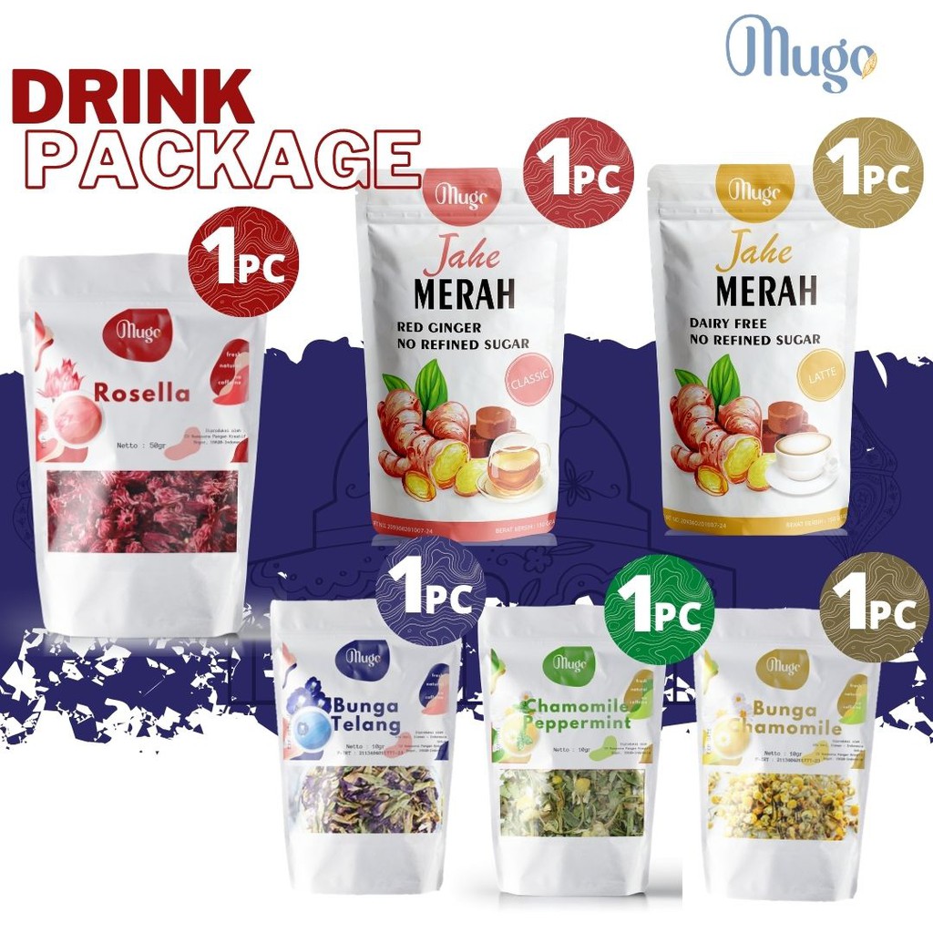 Jual Mugo - Paket Besar (Ginger Latte, Chamomile, Telang, Mint, Rosella ...