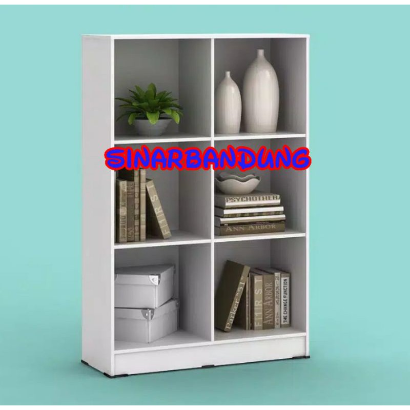 Jual RAK BUKU PUTIH 6 KOTAK / RAK BUKU PUTIH 7 KOTAK/ RAK SERBAGUNA ...