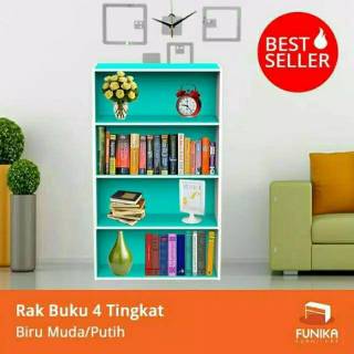Jual Rak buku 4 tingkat funika susun 4 kayu rak serbaguna minimalis ...