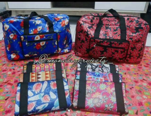 Jual Tas travel bag lipat mikro satin besar cocok untuk belanja mudik ...