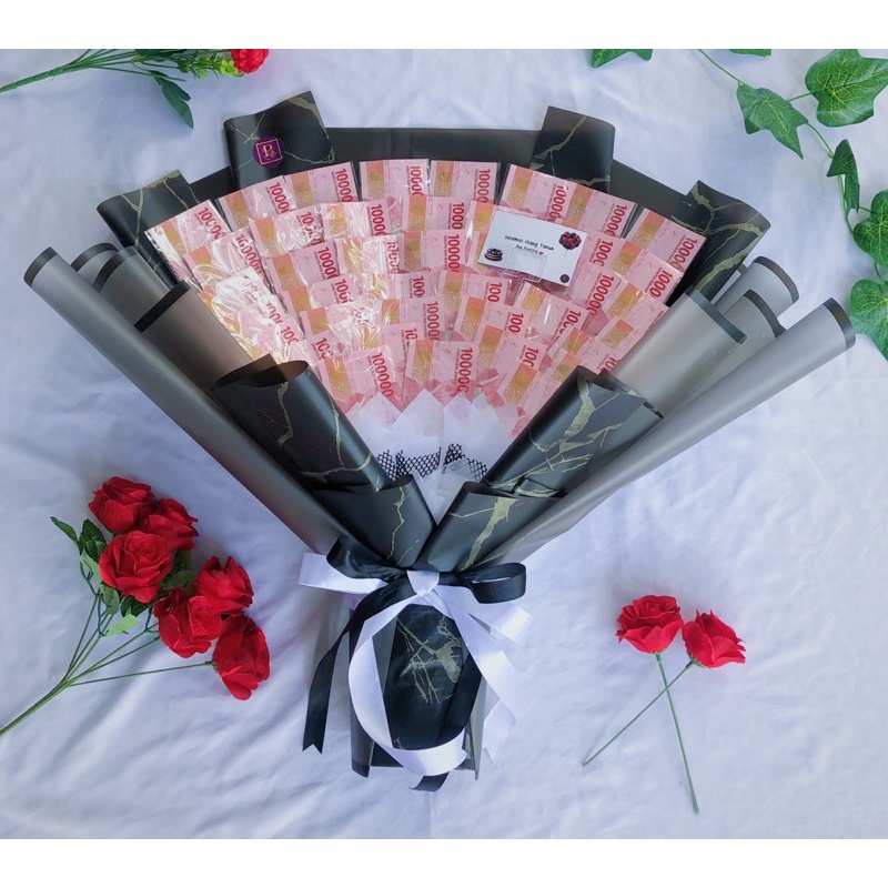 Jual Custom Buket Uang Pecahan Seratus Ribu | Shopee Indonesia