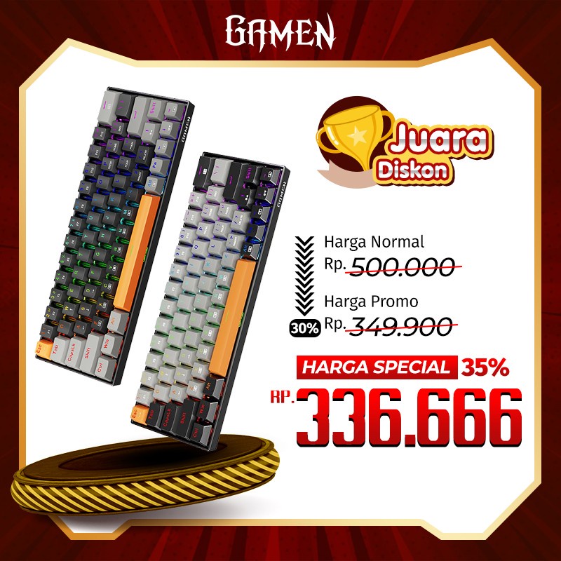 Jual KEYBOARD GAMING GAMEN TITAN III Mechanical Pluggable Switch Blue ...