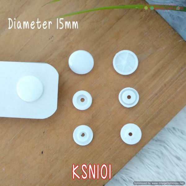 Jual KSN101 Kancing Snap Plastik / Cetet 15mm - Putih (1 Bks isi 12 Set ...