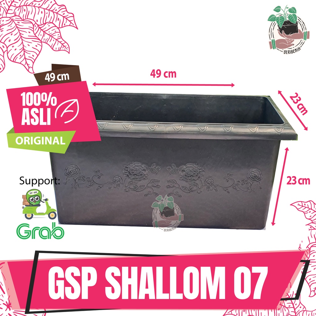 Jual Pot Panjang Tanaman Hias GSP 07 Shallom Motif Bunga Plastik Hitam ...