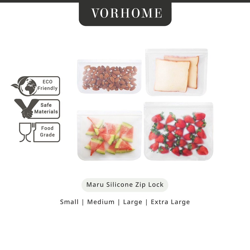Jual MARU - Vorhome Resuable Silicone Zip Lock Kantong Pouch Tempat ...