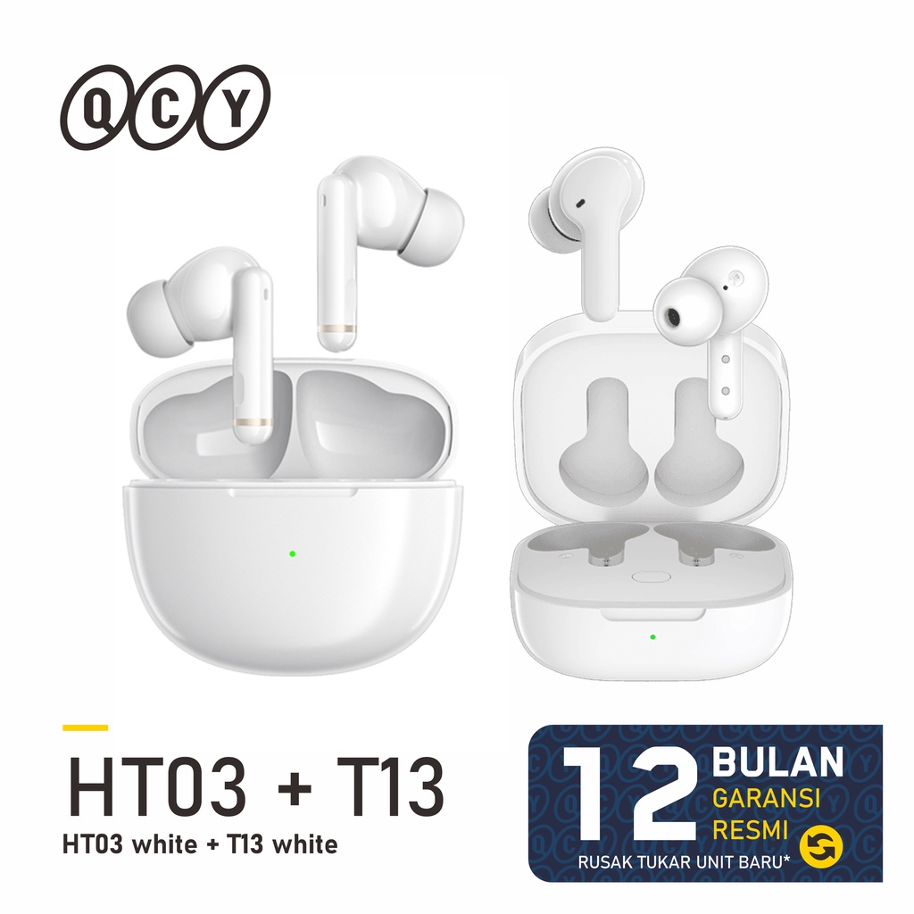 Jual QCY HT03 TWS WHITE BUNDLE QCY T13 TWS WHITE | Shopee Indonesia