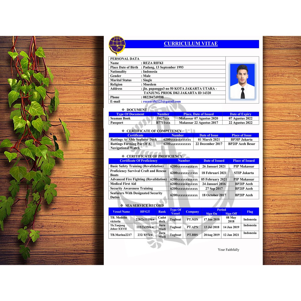 Jual Desain CV PELAUT/ Jasa Desain CV Curriculum Vitae | Shopee Indonesia