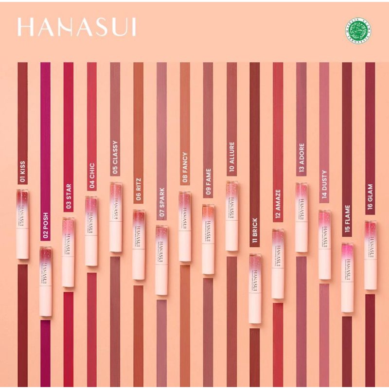 Jual HANASUI MATTEDORABLE LIP CREAM LENGKAP 16 SHADE (16 WARNA ...