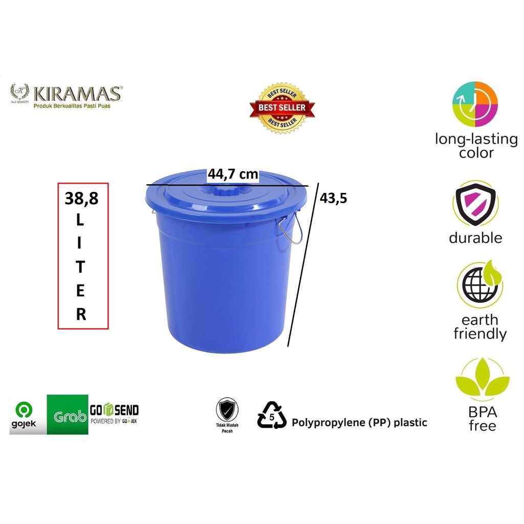 Jual KIRAMAS Ember Besar / Jumbo 40 Liter GG Nikel Biru/Merah 3040 (By ...