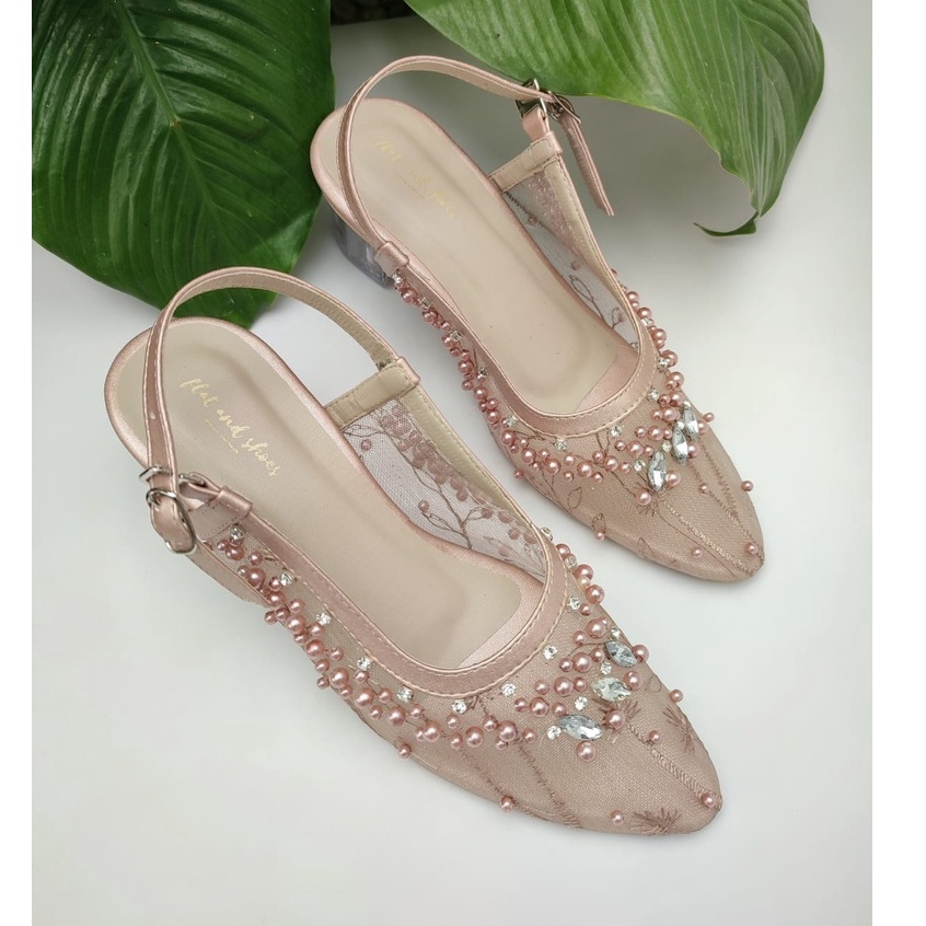 Jual sepatu wedding wanita barista rosegold 5 cm kaca | Shopee Indonesia