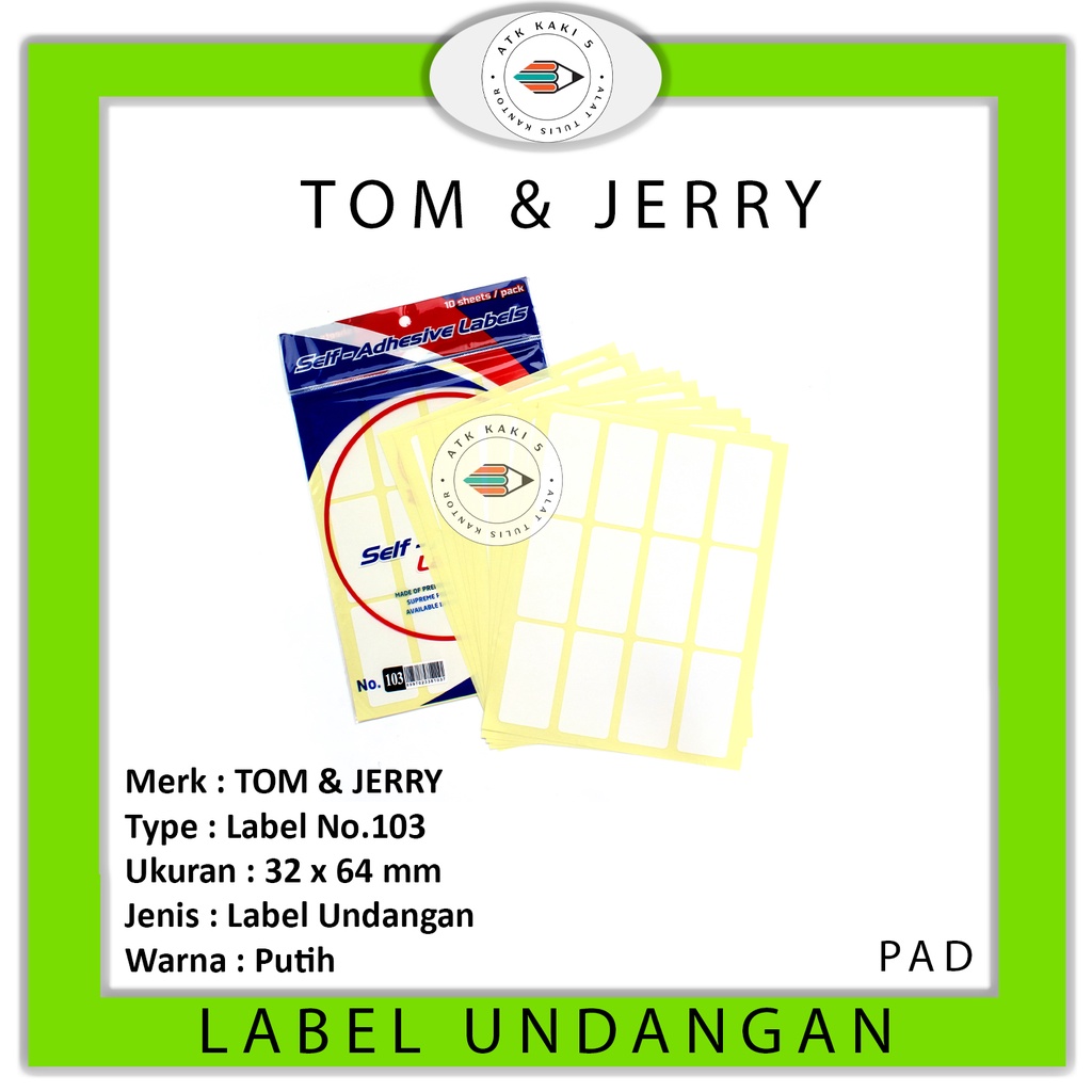 Jual TOM & JERRY - Label 103 Putih Undangan - PAD | Shopee Indonesia