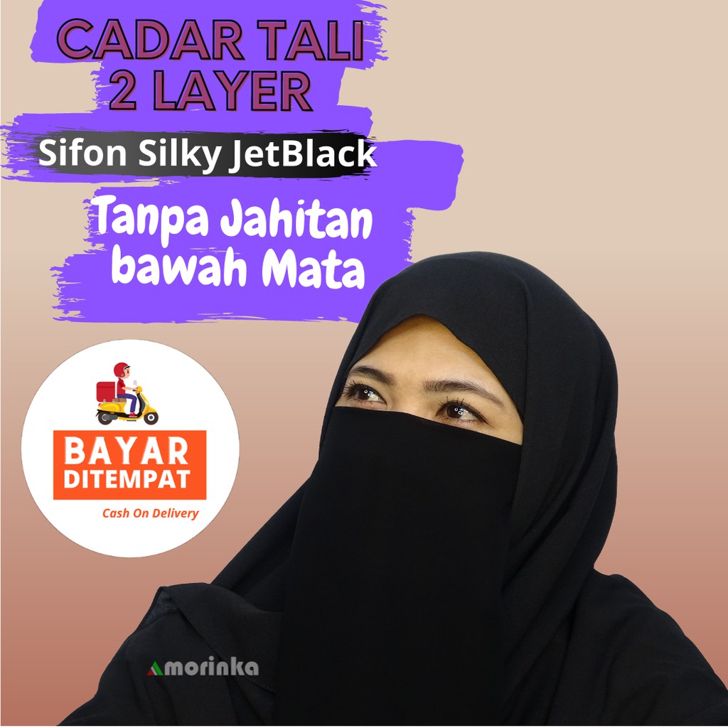 Jual Cadar Tali Dua Layer Premium [Tanpa Jahitan Bawah Mata] / Niqab Sifon Silky Arab Indonesia ...
