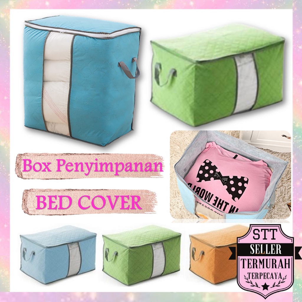 Jual STT Tempat Penyimpanan Bed Cover Bamboo Storage Box Organizer Bag ...