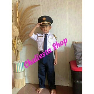 Jual Baju Setelan Seragam Anak Kondektur Kereta Api Masinis | Shopee ...