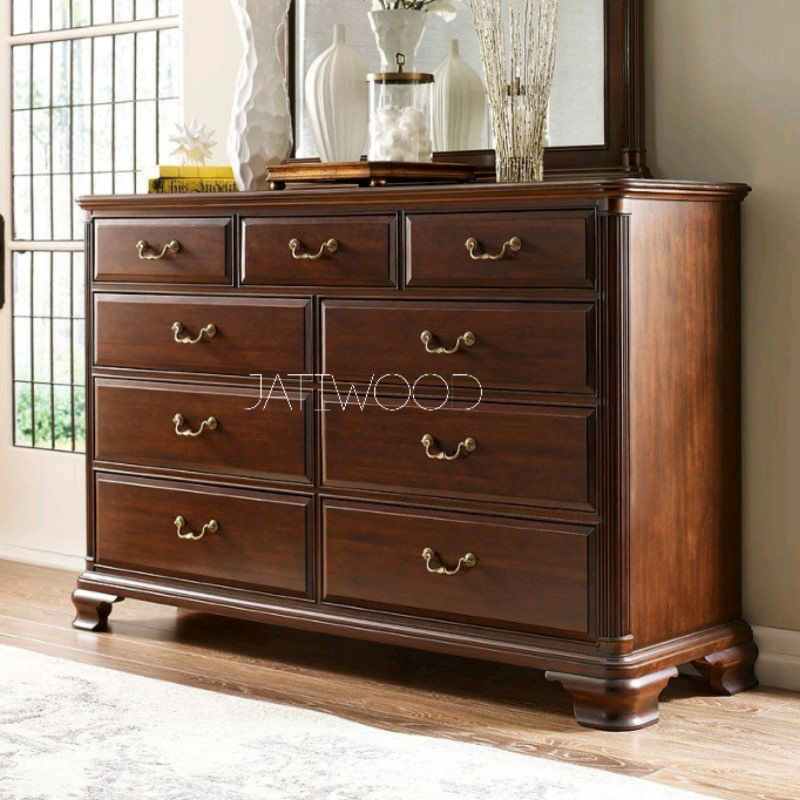 Jual Meja drawer 9 laci minimalis kayu jati solid, lemari kabinet susun ...