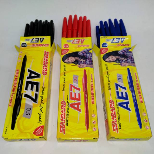 Jual Bolpoin/pen/bolpen standard AE7 ( Pack ) | Shopee Indonesia