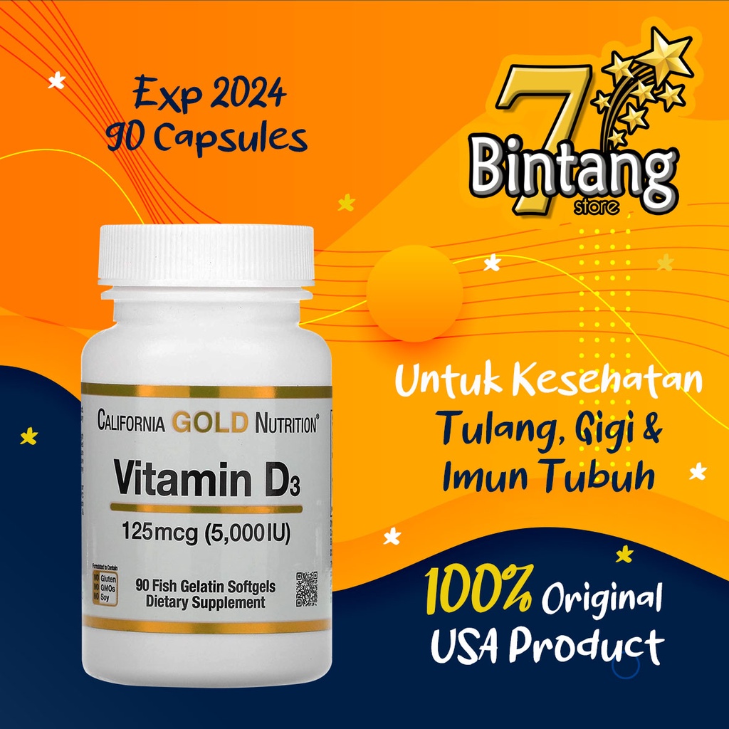 Jual Vitamin D3 5000 IU, California Gold Nutrition - 90 Softgels (USA ...