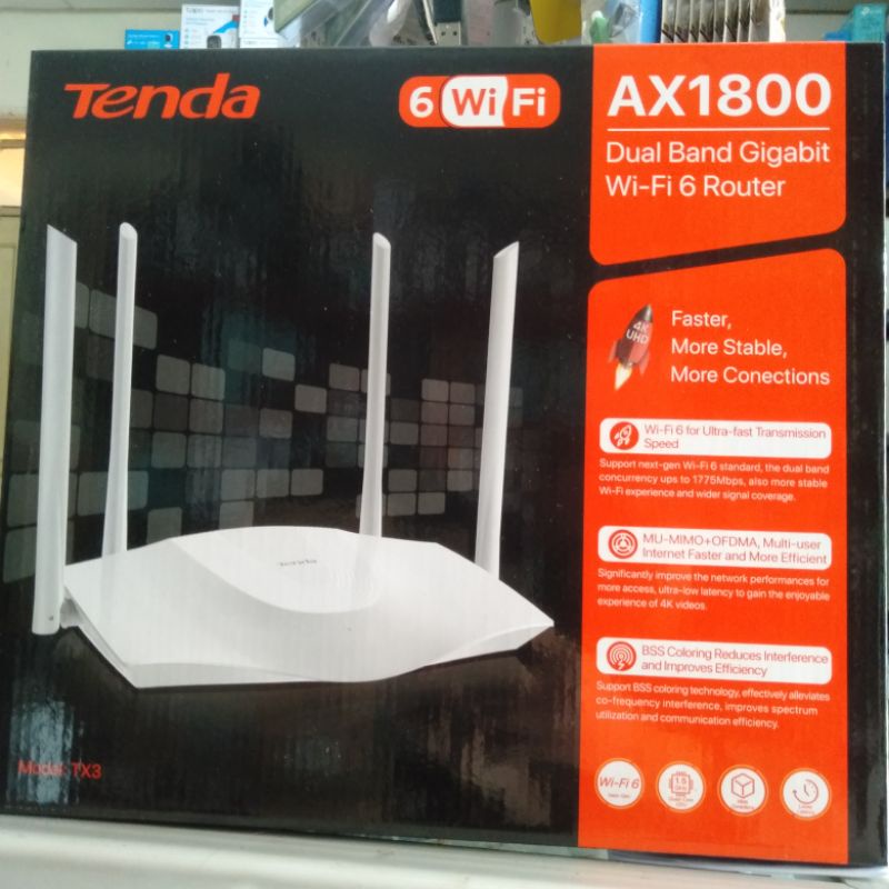 Jual Tenda TX3 AX1800 Dual Band Gigabit WiFi 6 Router setara ARCHER ...