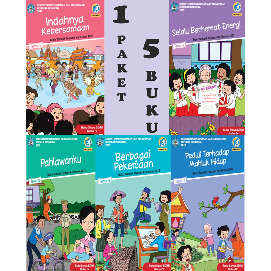 Jual Paket Buku Siswa Tematik SD Kelas 4 Semester 1 (Tema 1 2 3 4 5) K13 Edisi Revisi Terbaru ...