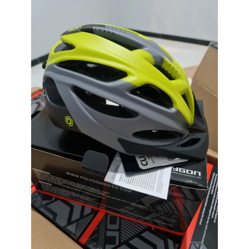 Jual Helm sepeda polygon cliff hijau-abu abu size m dan L mtb gravel ...