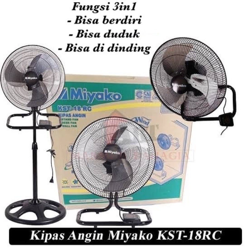 Jual Kipas angin besi +remote Miyako KST-18RC (3in1) berdiri,duduk ...