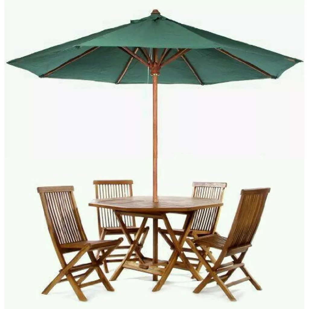 Jual Set Meja Dan Kursi Makan Jati Payung Garden Taman Cafe Resto ...
