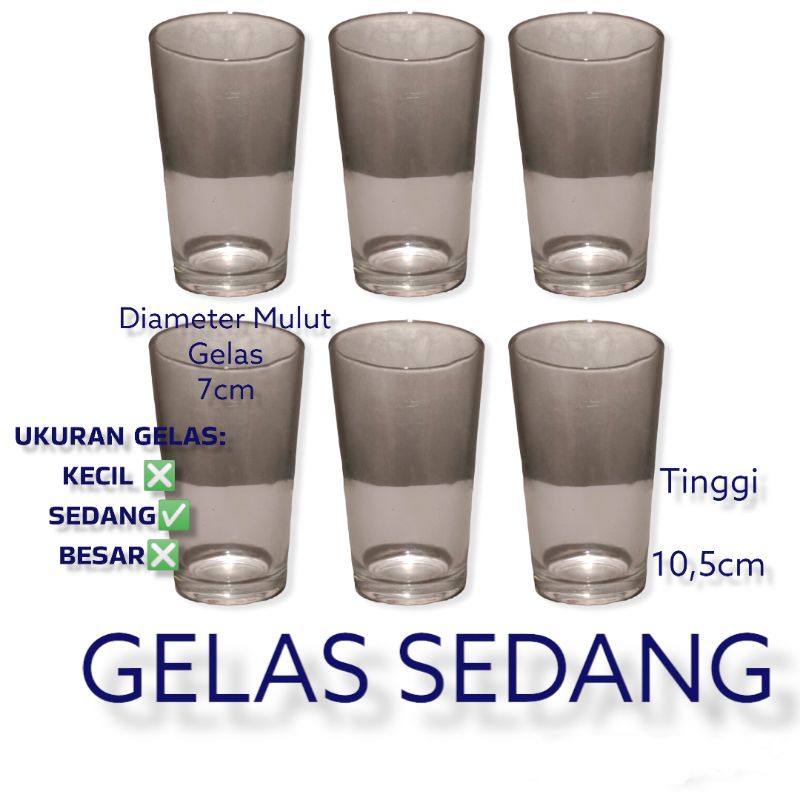 Jual 1 KOTAK ISI 6 PCS // GELAS SEDANG // GELAS POLOS //GELAS AIR MINUM ...