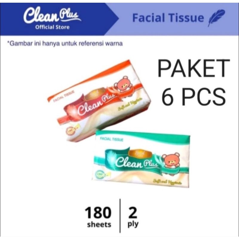 Jual Tisu Clean Plus 180 sheet (PAKET 6 PCS) / Tisu Wajah Clean Plus ...