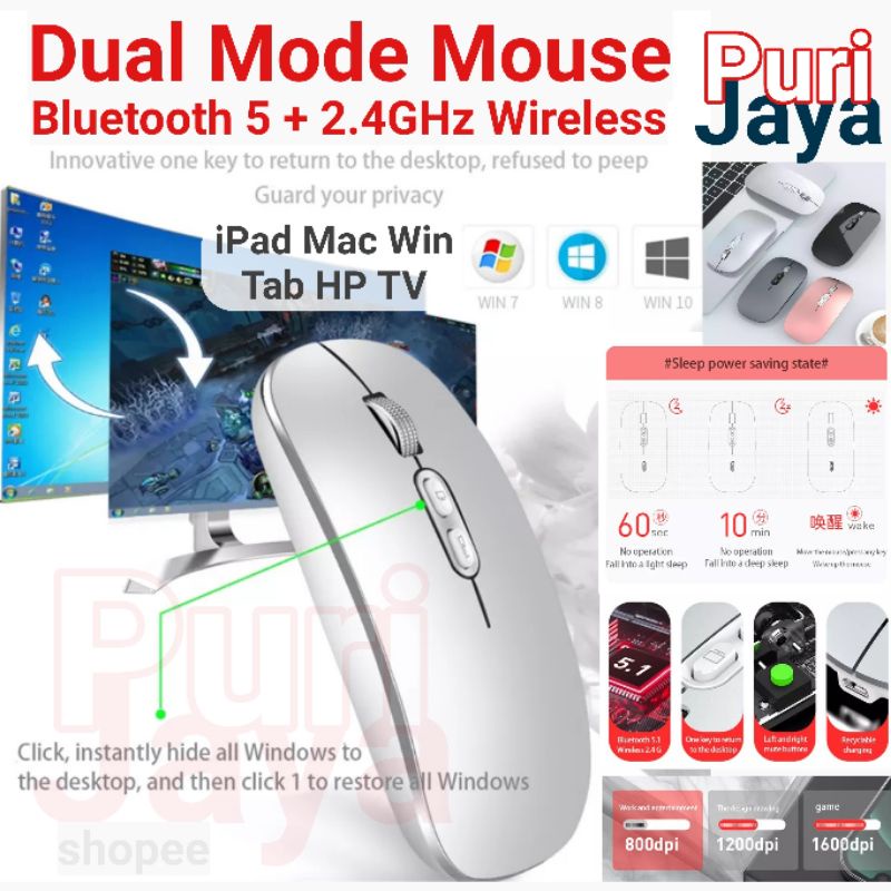 Jual Hybrid Mouse Bluetooth also 2.4GHz Wireless for IPAD MACBOOK ...