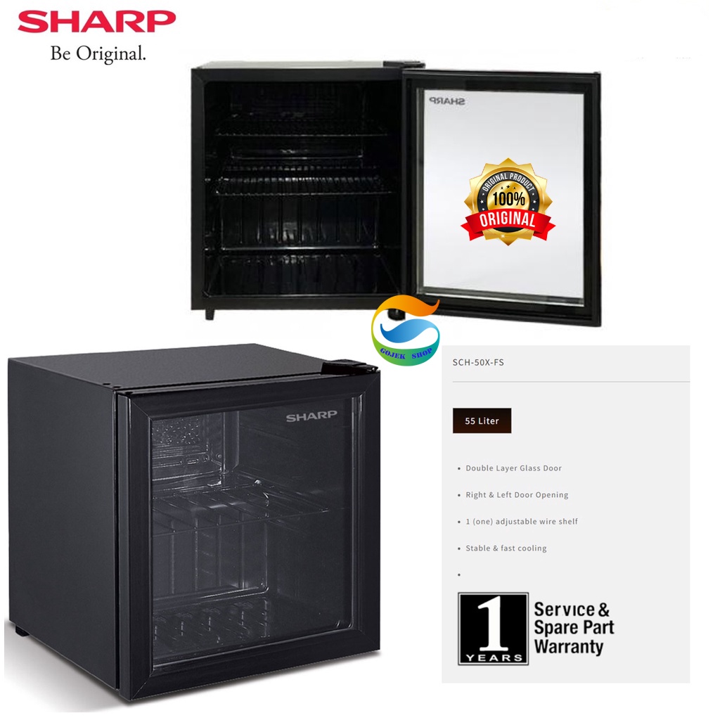 Jual Sharp Mini Showcase SCH 50X FS Hitam 50 Liter Hitam Double Layer ...