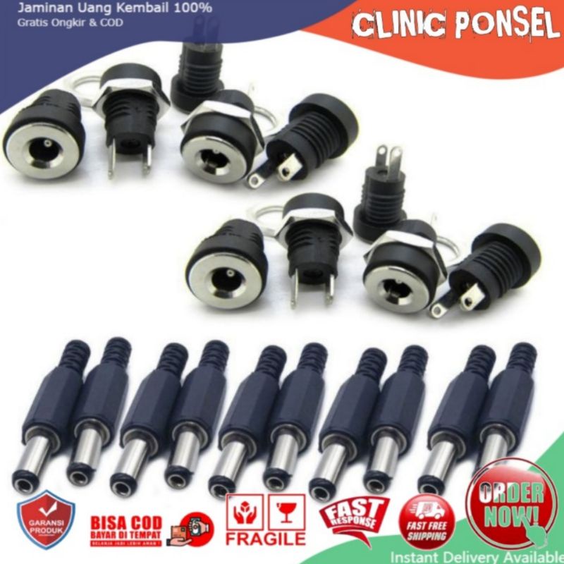 Jual Jack Konektor Power Dc Female Male Jack Socket Plug Adapter 2 ...