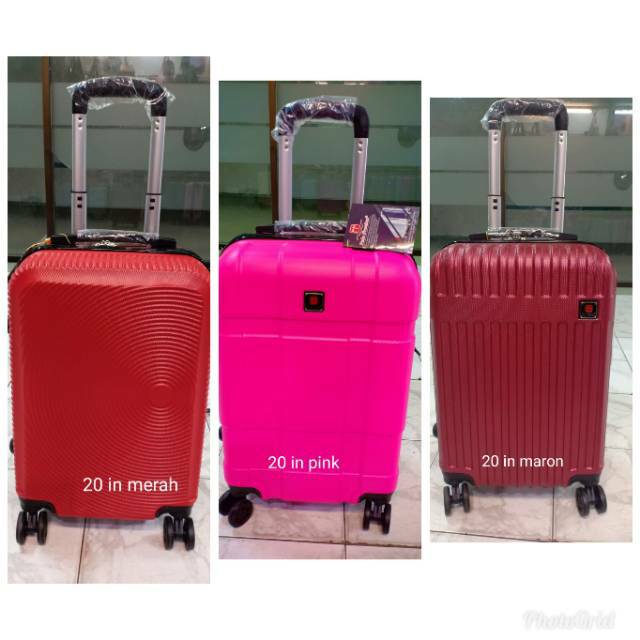 Koper fiber 20 inch polo merah biru silver tas troli travel kabin ...