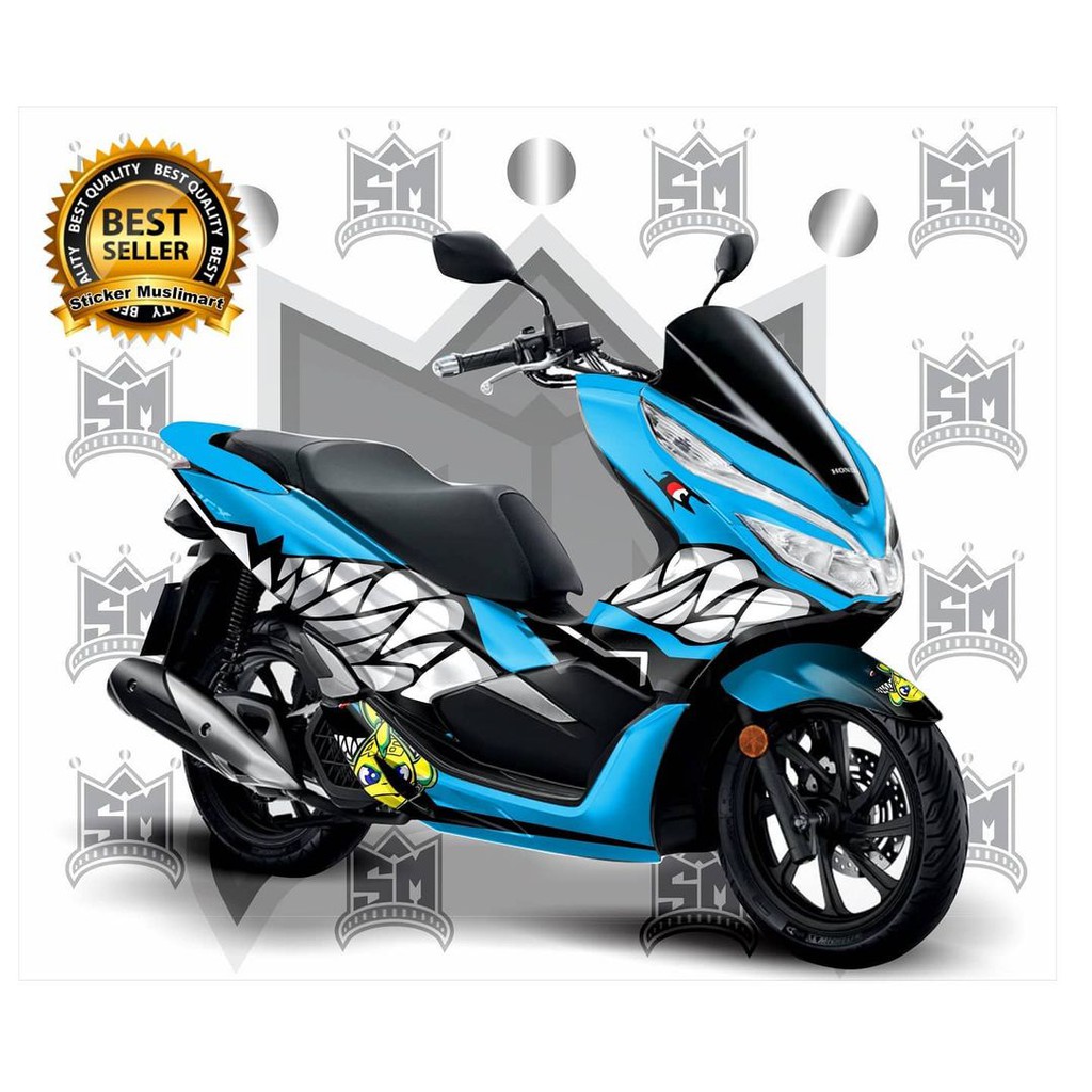 Jual Sticker decal full body Honda PCX Shark Biru | Shopee Indonesia